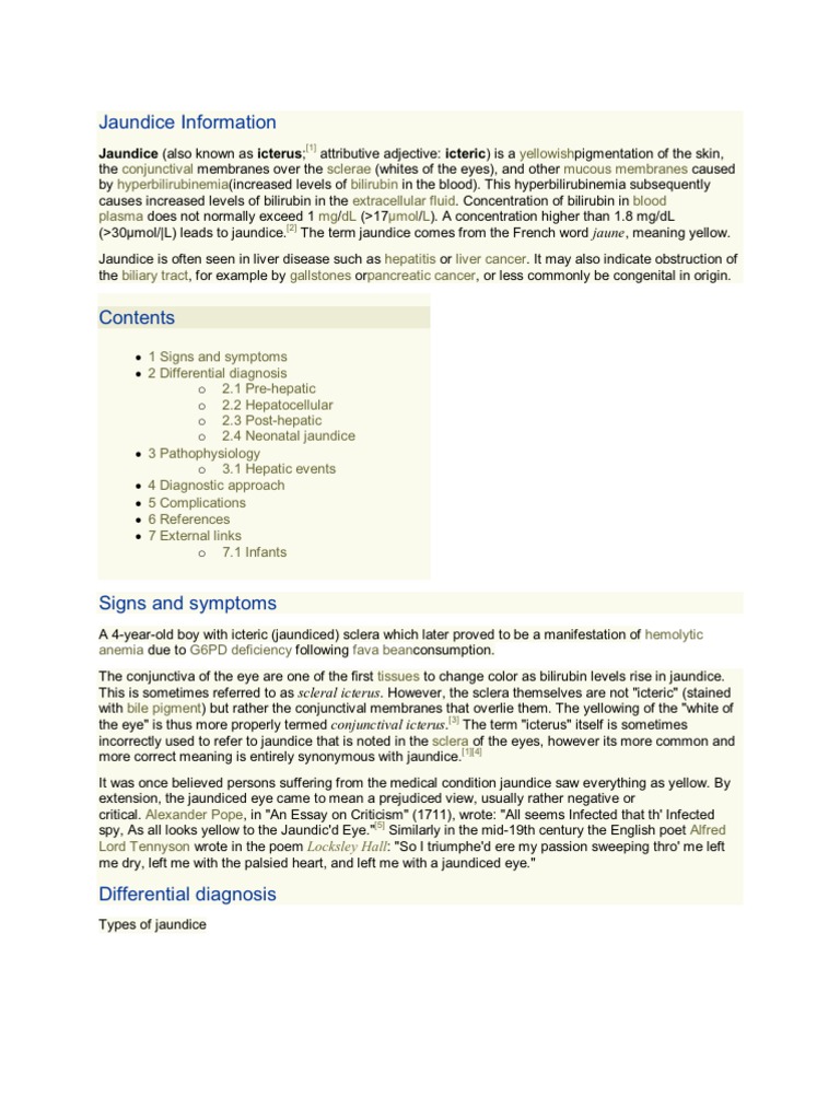 Jaundice Information | PDF | Gastroenterology | Liver