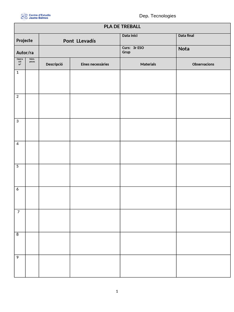 Pla de Treball | PDF