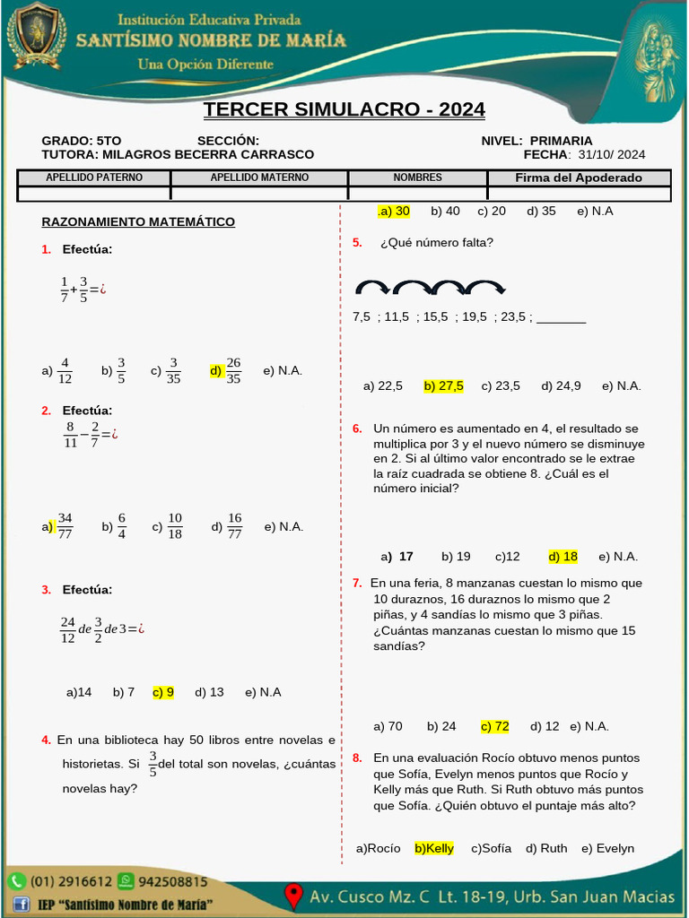 Tercer Simulacro | PDF