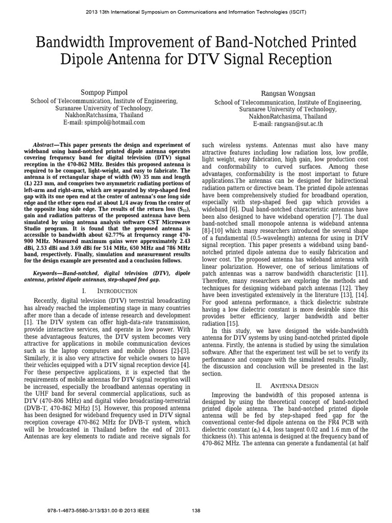 bandwidth | PDF | Antenna (Radio) | Electromagnetic Spectrum