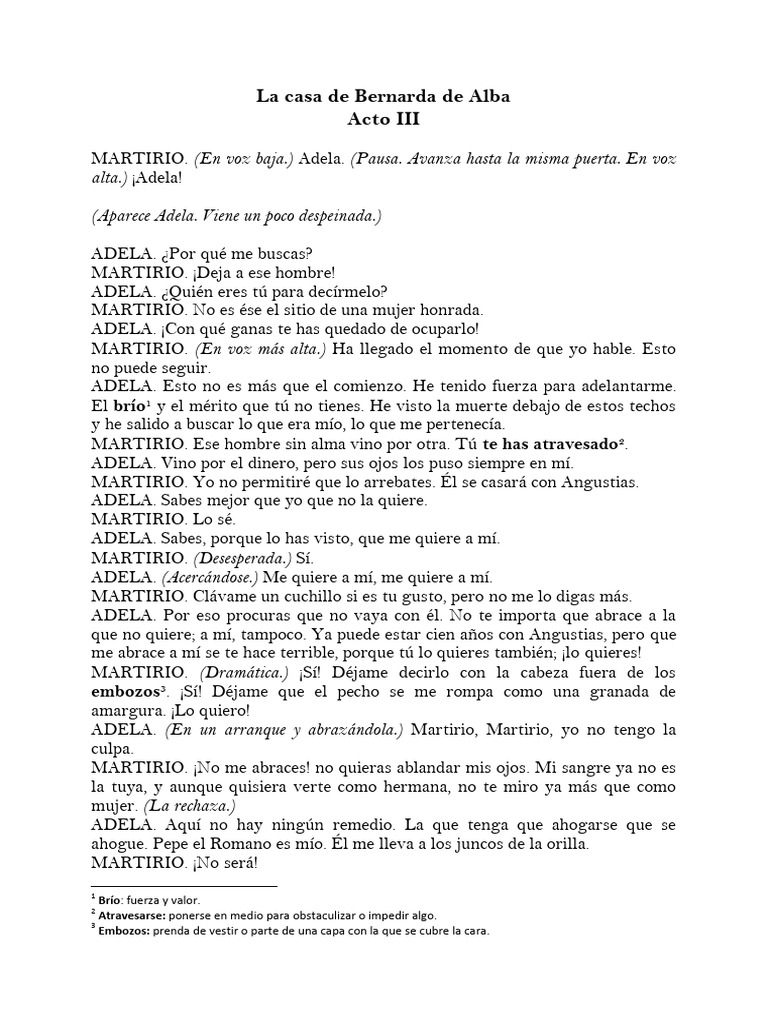 La casa de Bernarda de Alba - Acto III | PDF