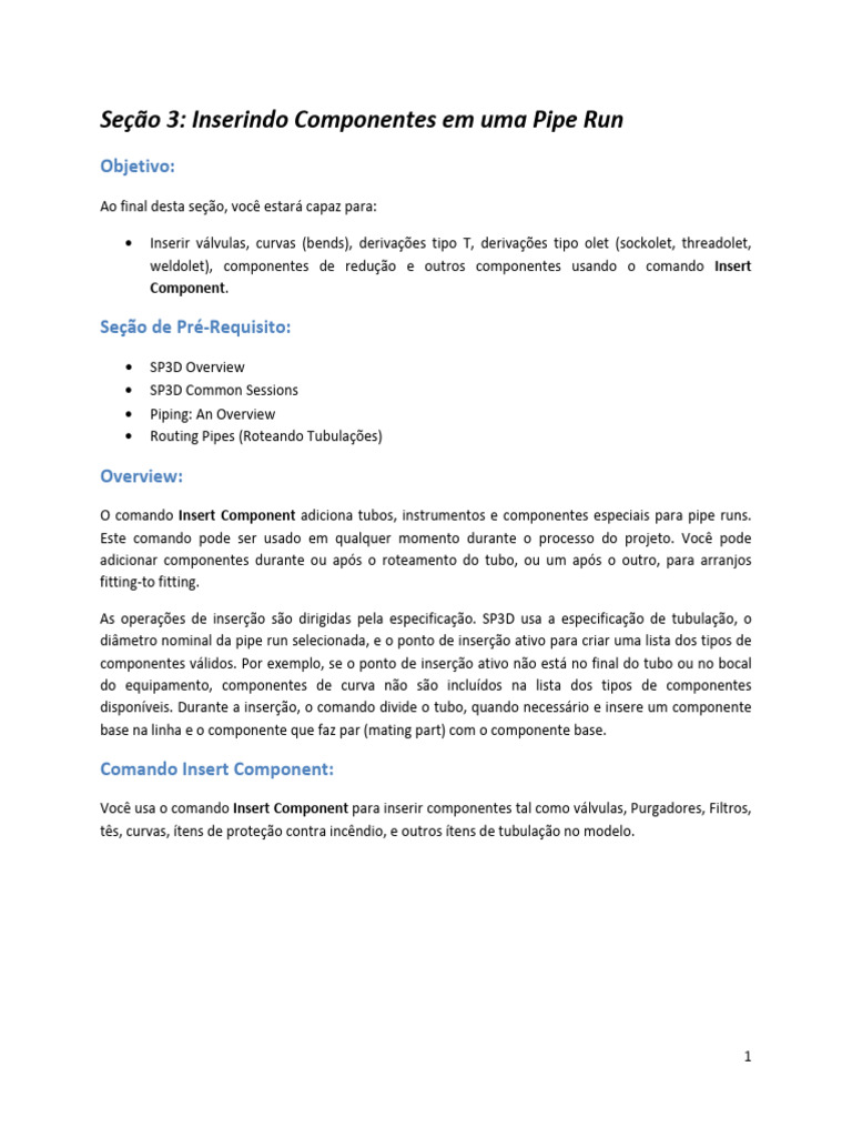 SP3D - Piping - Tutorial - Inserindo Componentes em Uma Pipe Run | PDF ...