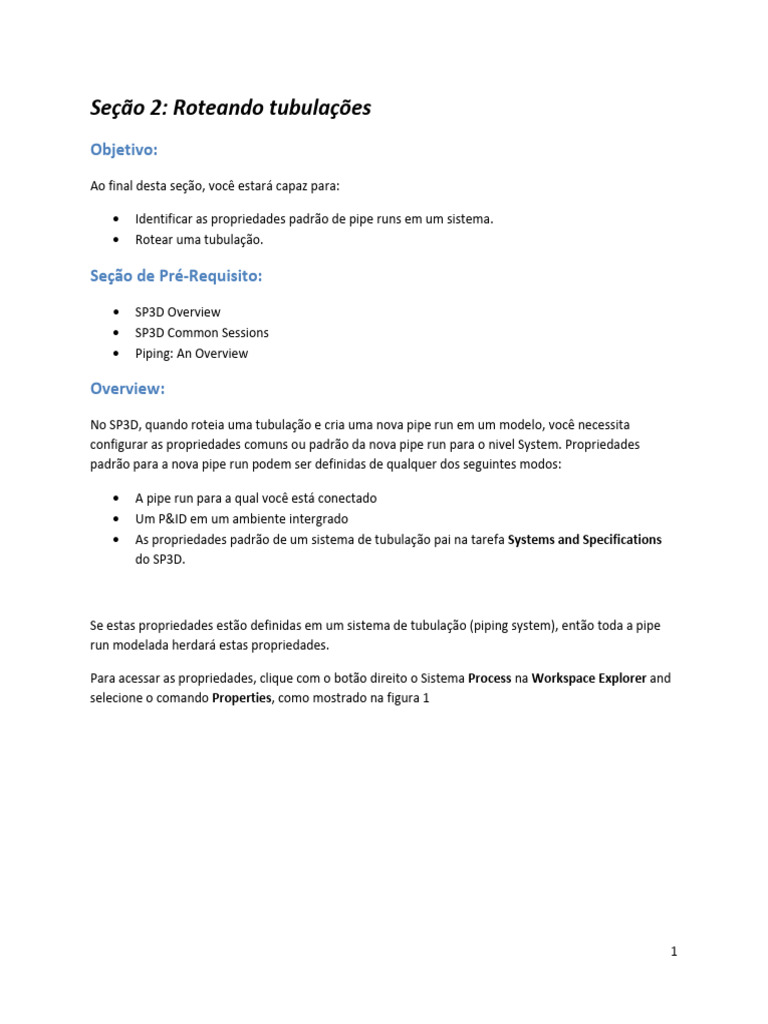 SP3D - Piping - Tutorial - Roteando Tubos | PDF | Janela (informática)