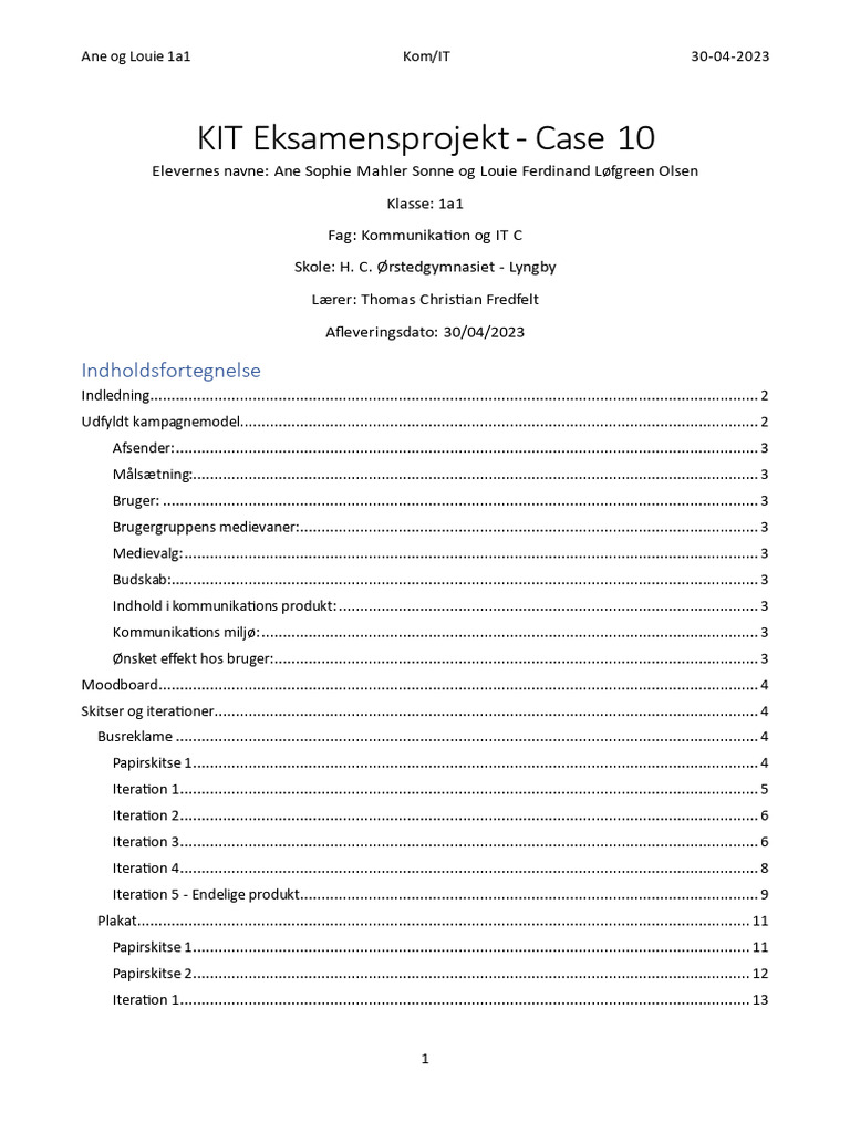 KIT Eksamensprojekt Rapport1 | PDF