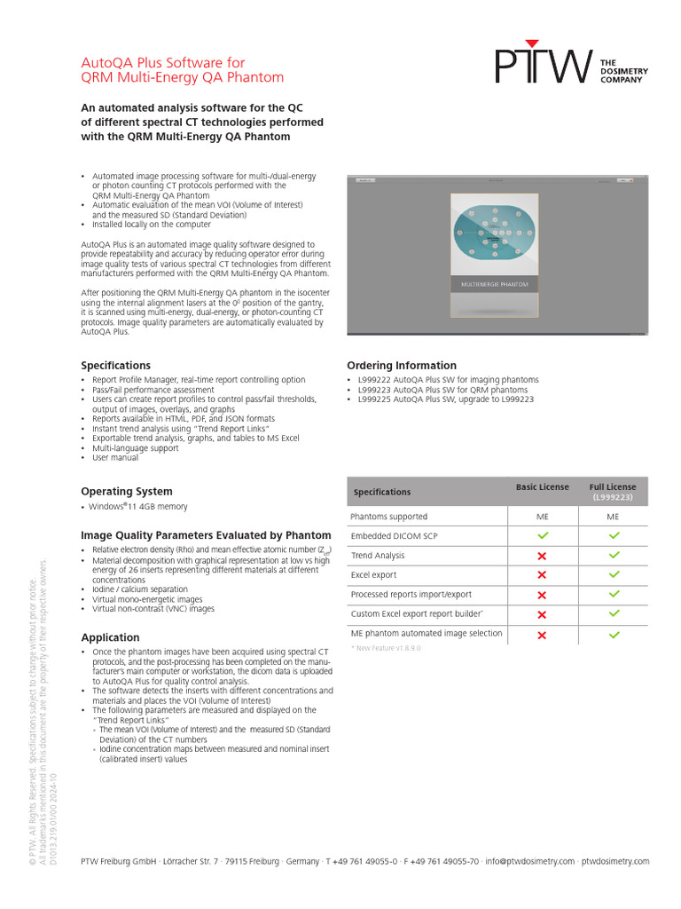 QRM Benchmark Datenblatt Multi-Energy QA Phantom | PDF | Computing