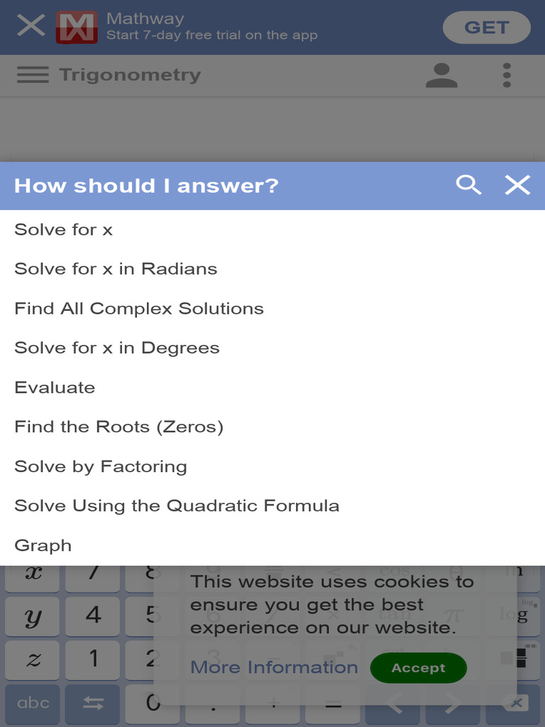 Mathway Trigonometry Problem Solver | PDF