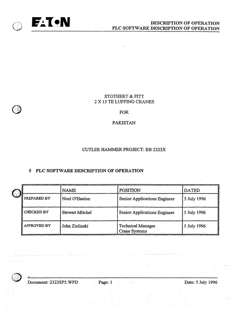 PLC Software Description of Operation | PDF