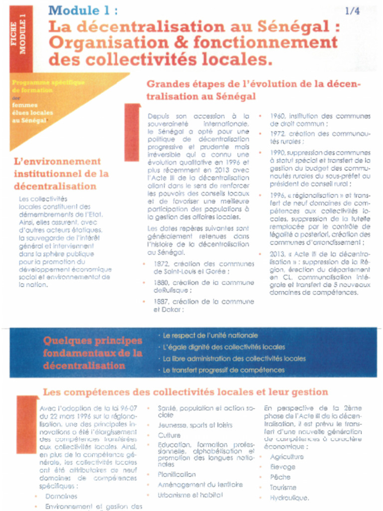 La Decentralisation Au Senegal - 125659 | PDF