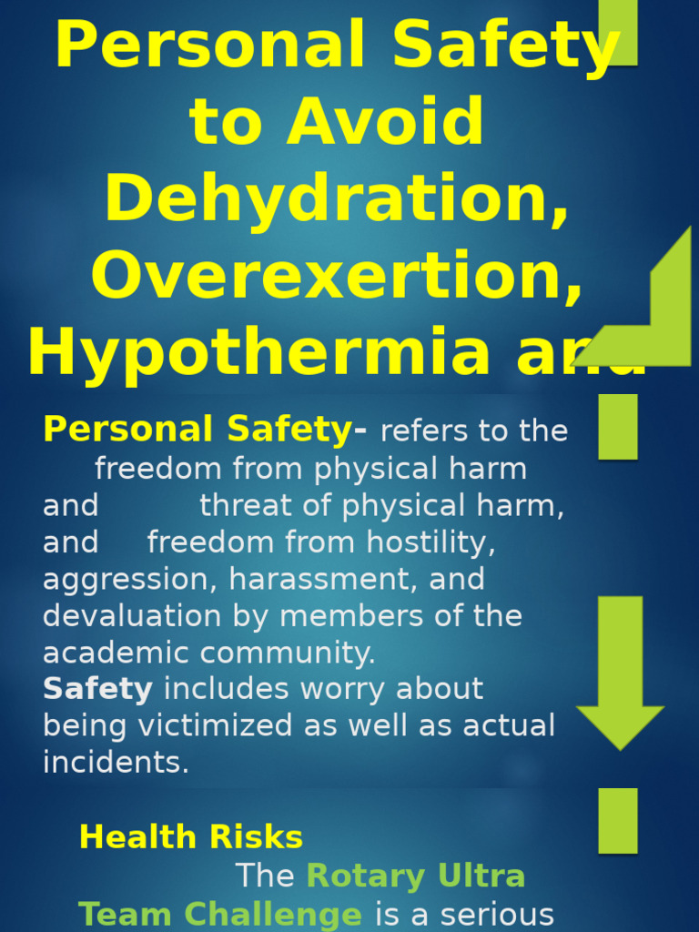 Personal Safety To Avoid Dehydration Overexertion | PDF | Hypothermia ...