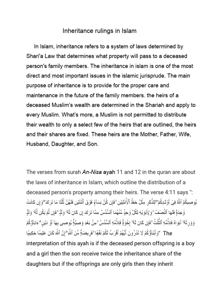 Inheritance Rulings in Islam | PDF | Inheritance