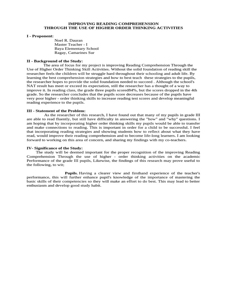 Improving Reading Comprehension Through | PDF | Reading Comprehension | Cognitive Psychology