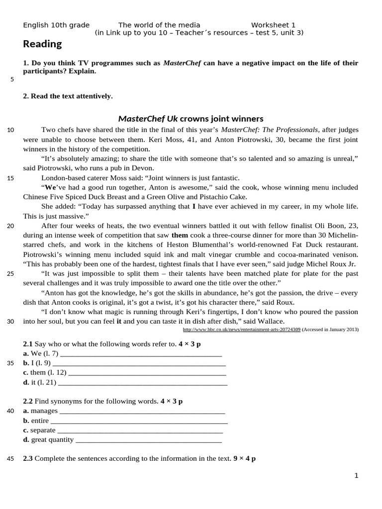 The World of The Media - Worksheet 1 | PDF | Tropical Cyclones ...
