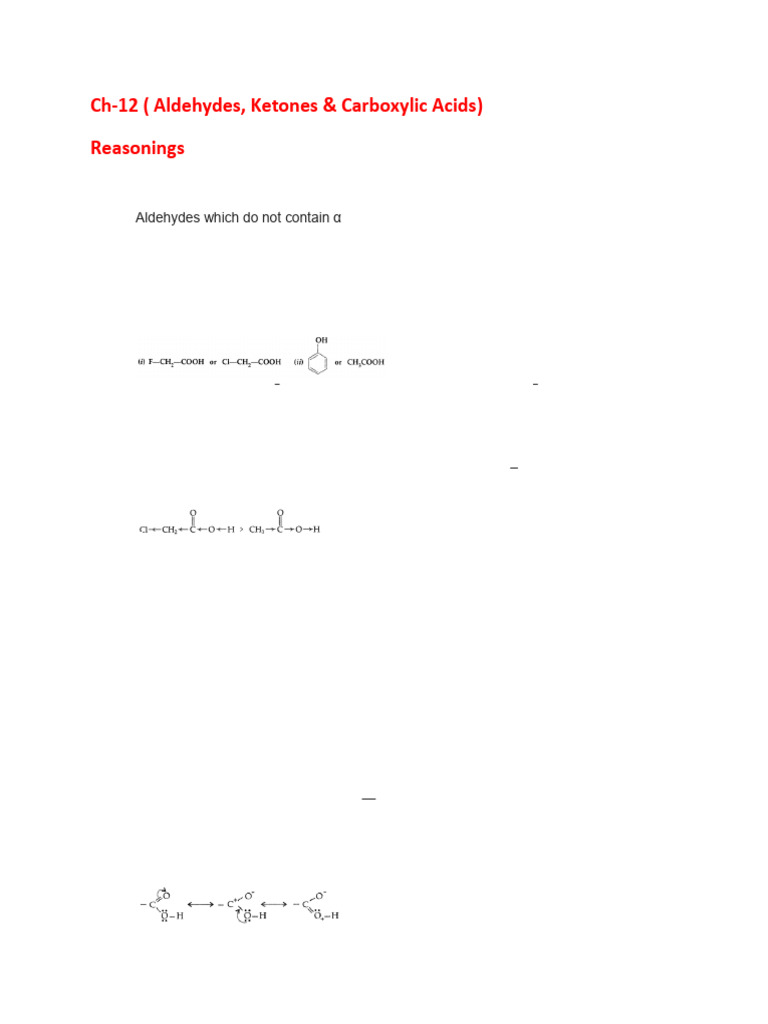 Ch-12, Reasonings, 12th Chem | PDF | Aldehyde | Carboxylic Acid
