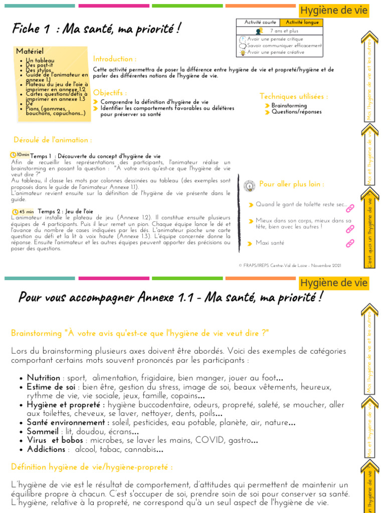 Activité sur l'hygiène de vie | PDF | Sommeil