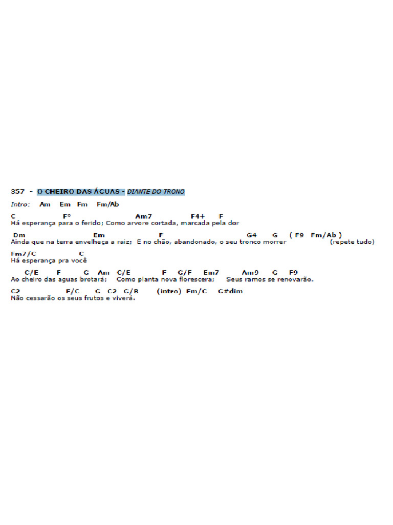 O Cheiro Das Águas - Cifra | PDF