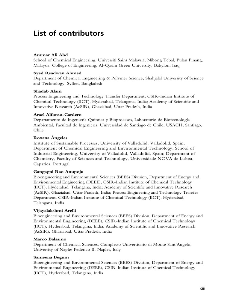 List of Contributors 2024 Biogas To Biomethane | PDF | Engineering ...