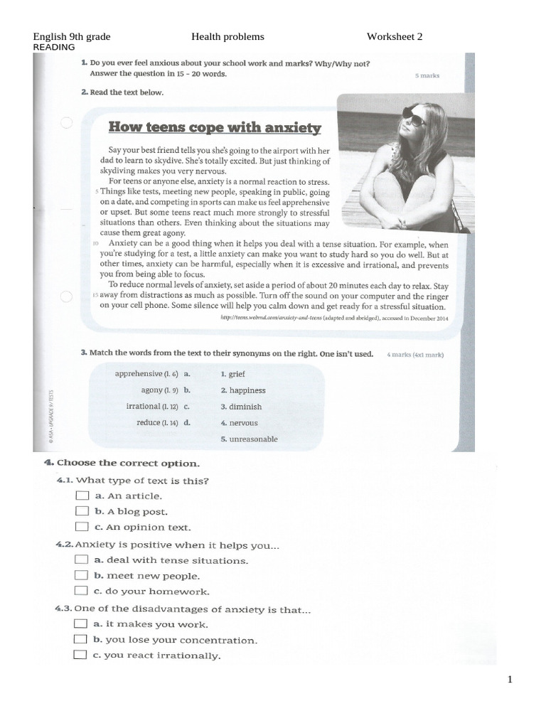 Health Problems - Worksheet 2 | PDF | Linguistics