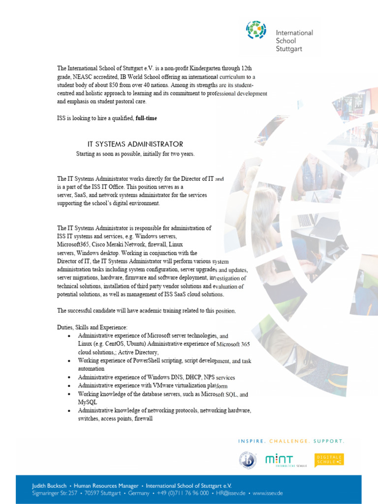 IT Systems Administrator Job at ISS | PDF | Operating System | System ...