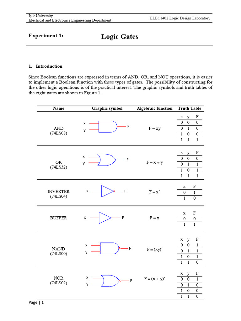 Elec1402 Exp1 2024 | PDF | Integrated Circuit | Logic Gate