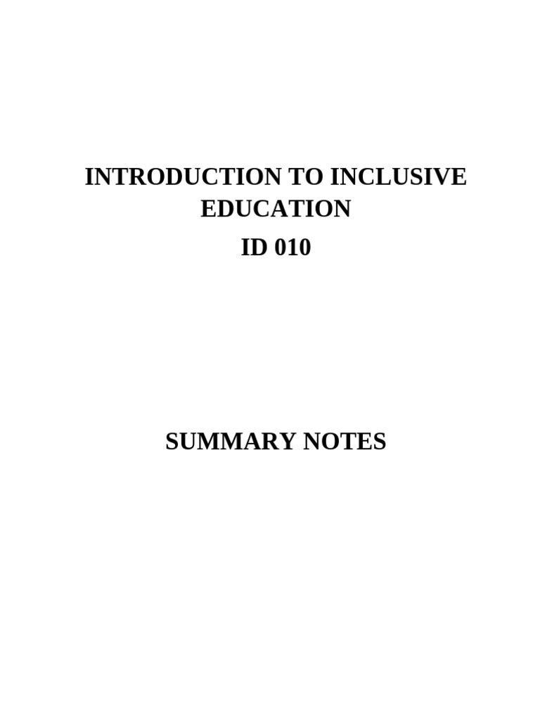Introduction To Inclusive Education | PDF | Inclusion (Education ...
