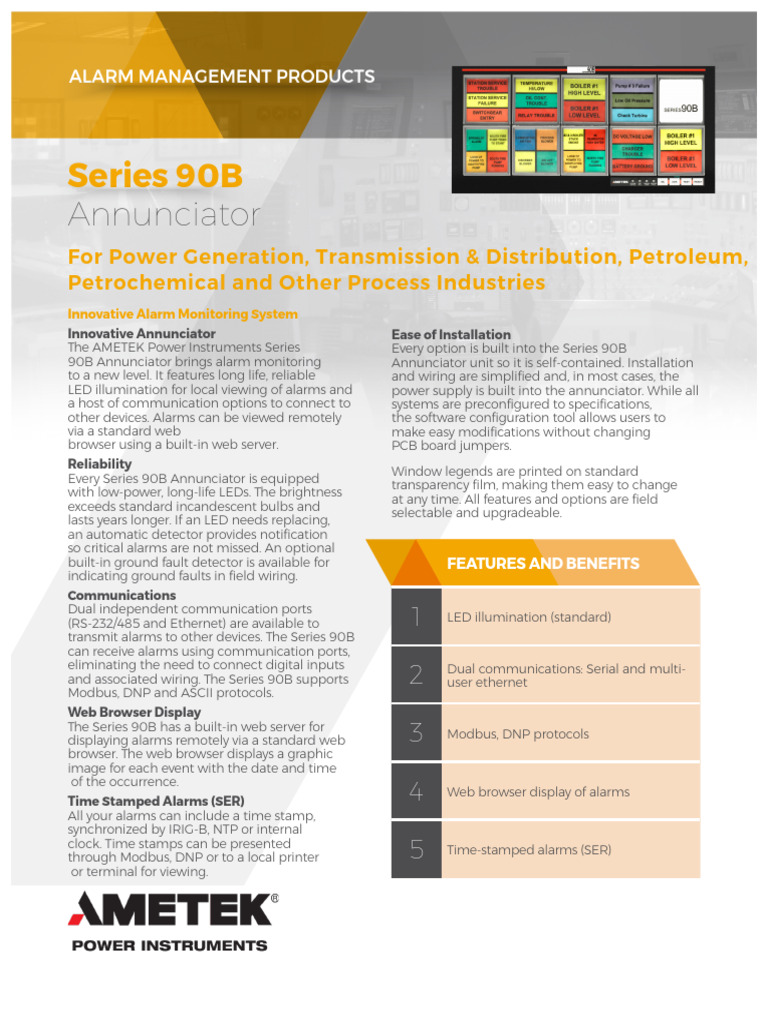 Series 90b Annunciator Data Sheet | PDF | Equipment | Electrical ...