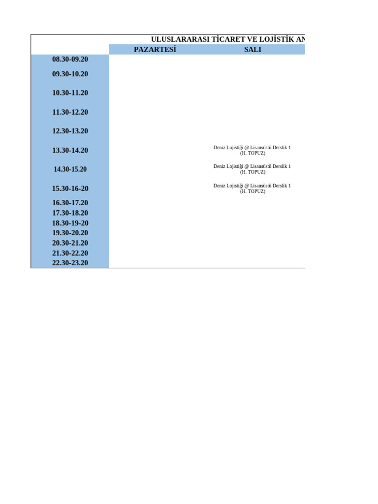 23-24 Bahar UTL Yüksek Lisans Ders Programı | PDF