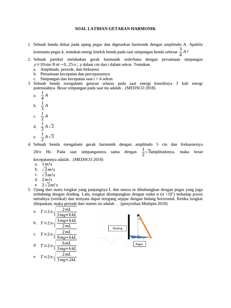 Soal Latihan Getaran Harmonik | PDF | Sains & Matematika