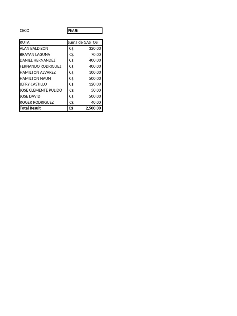 Informe de Gastos y Devoluciones | PDF