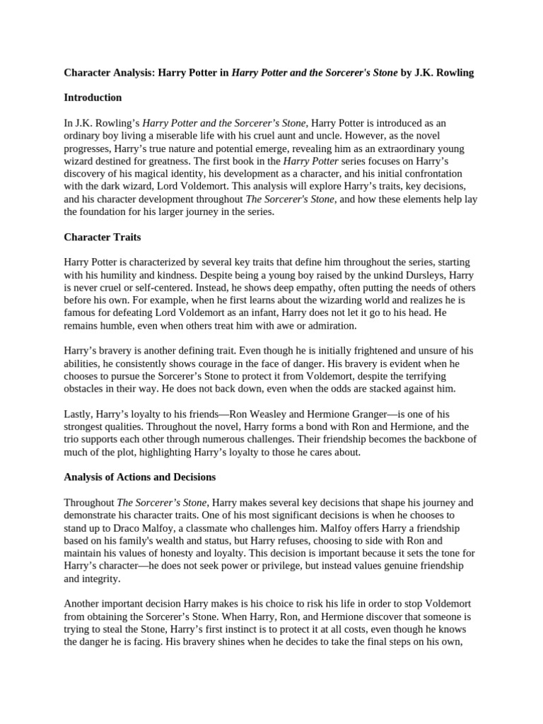 Character Analysis Word | PDF | Harry Potter | Magician (Fantasy)