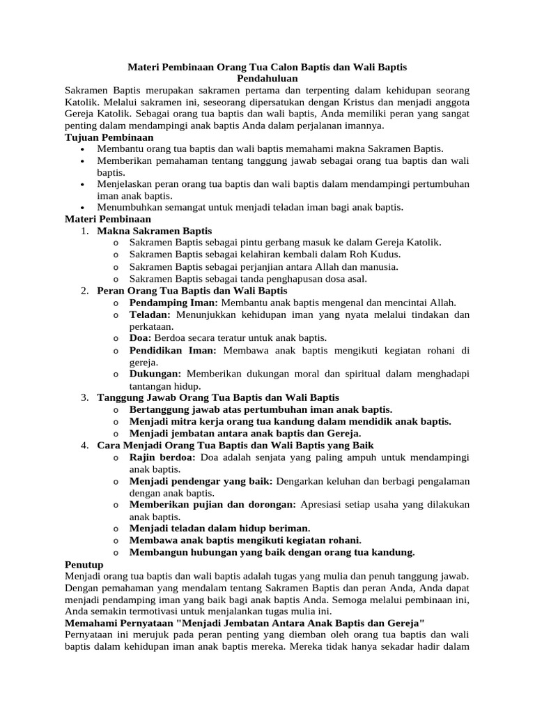 Materi Persiapan Calon Baptis | PDF | Gaya Hidup