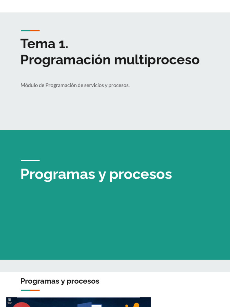 Tema 1. Programación de Procesos | PDF | Hilo (Computación) | Proceso (Computación)