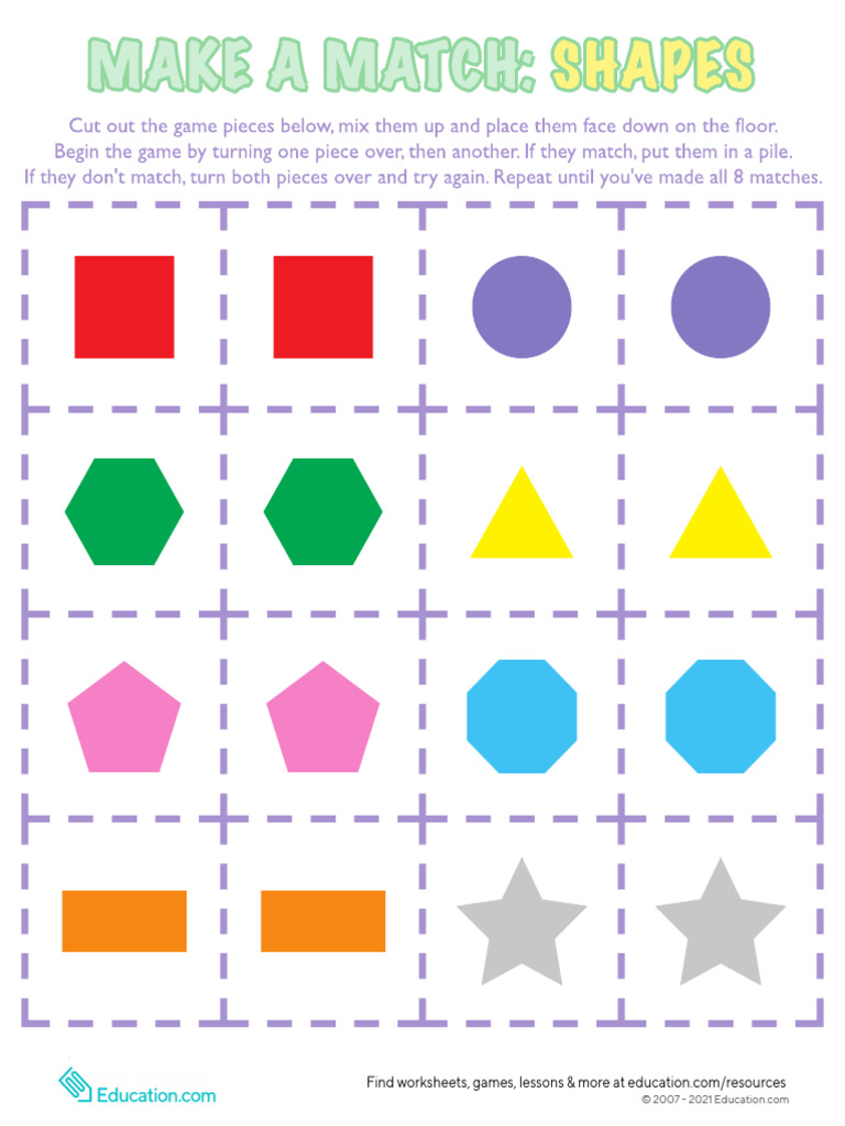 Worksheet Shapes Matching Game | PDF