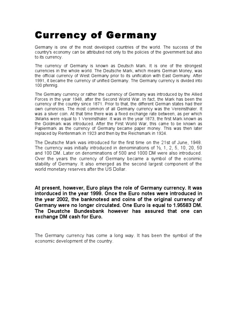 German Currency | PDF