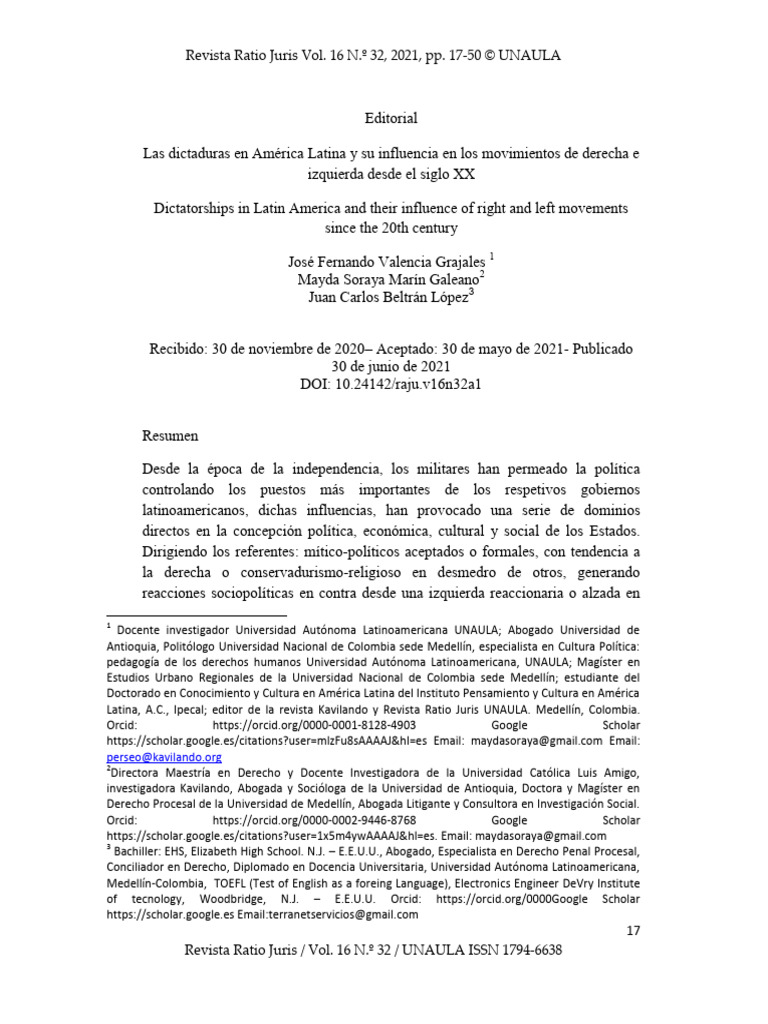 Las Dictaduras en América Latina y Su Influencia en Los Movimientos de ...