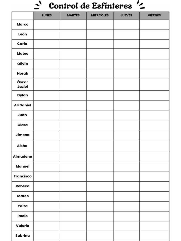1ºb Tabla Control de Esfínteres | PDF