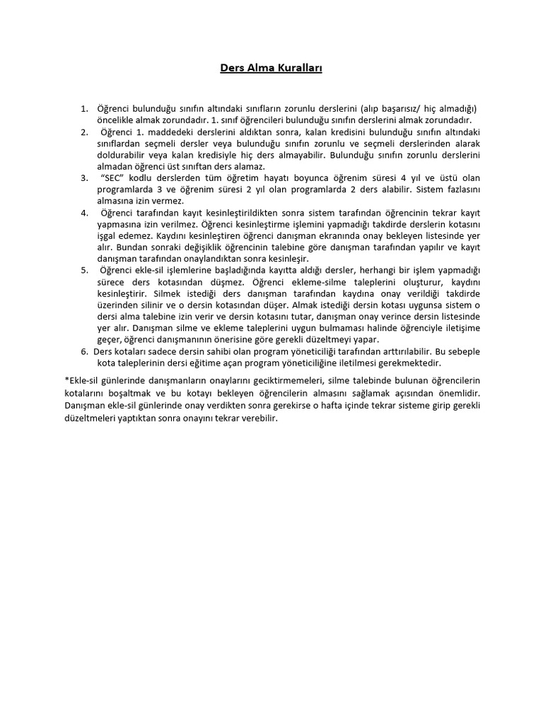 Ogrenci Ders Kayit Kilavuzu | PDF