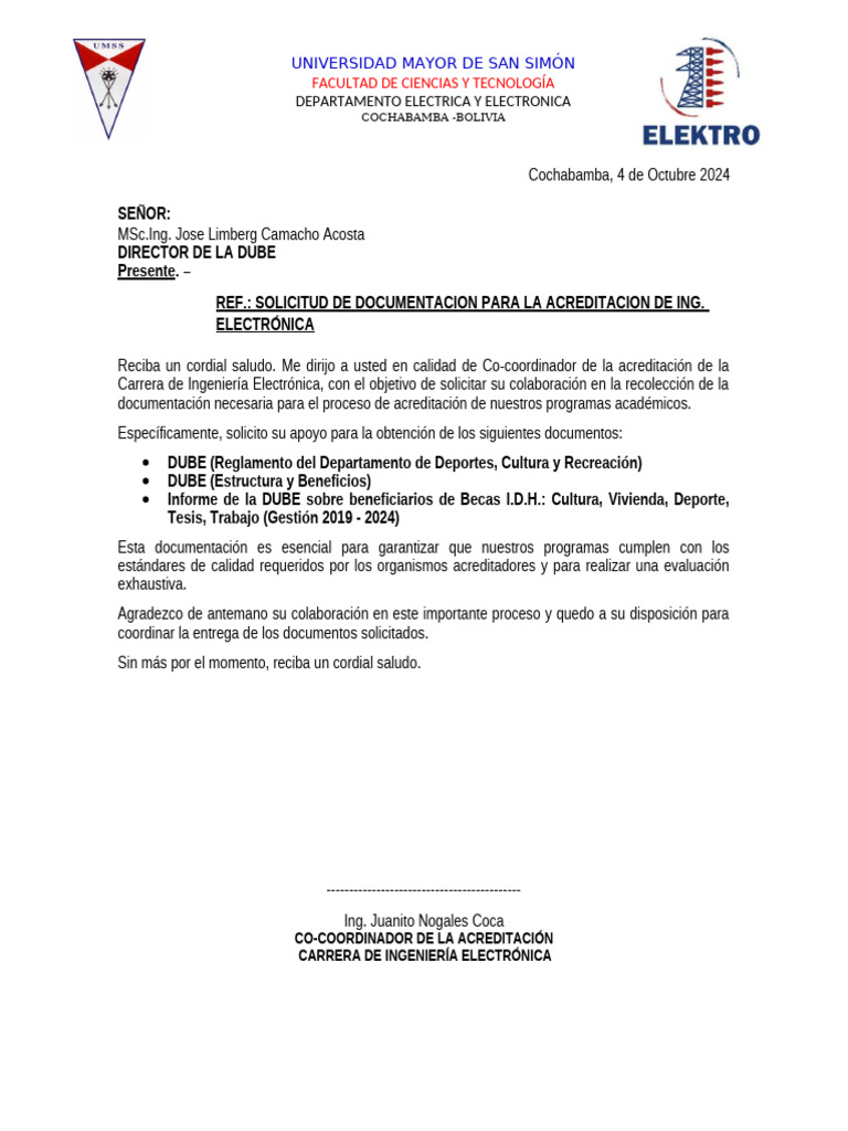 Carta Dube | PDF | Tecnología e ingeniería