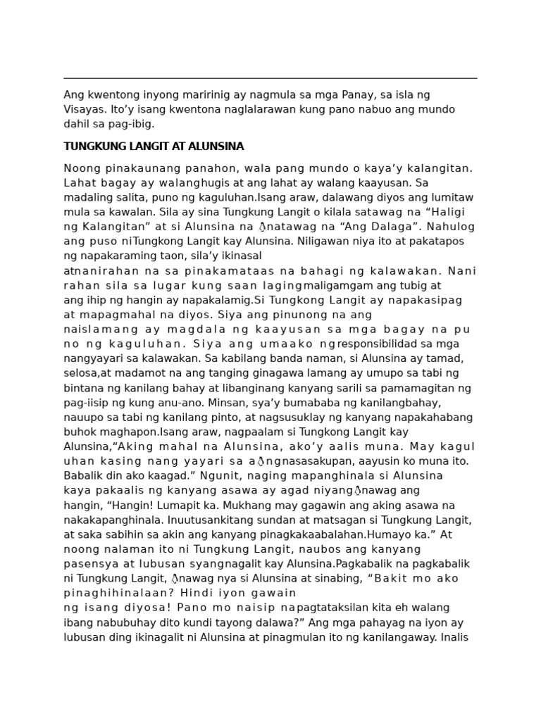 Tungkong Langut at Alunsina | PDF
