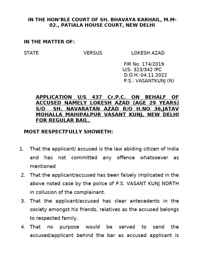 Bail Application Lokesh Azad - 2 - 2 | PDF | Law