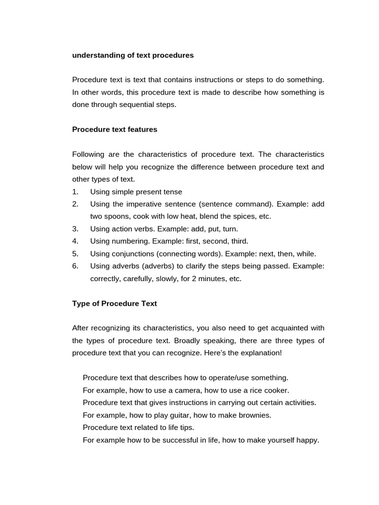 Text Procedures | PDF | Verb | Grammatical Tense