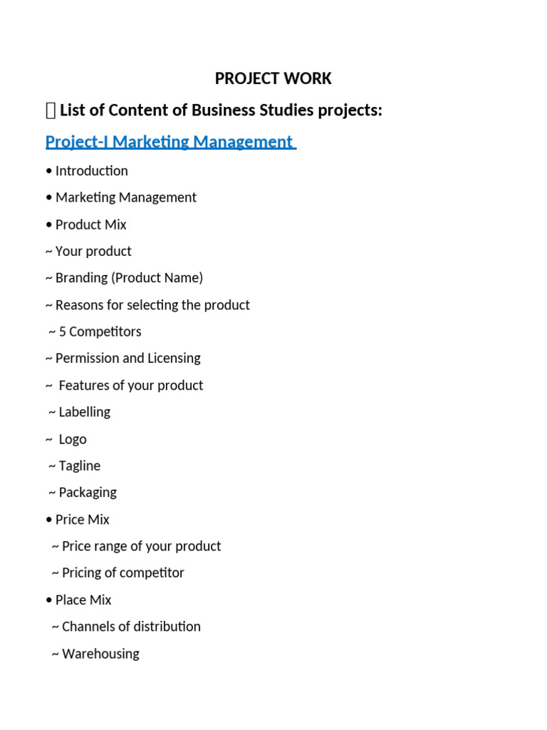 Business Studies Project Guide | PDF | Business