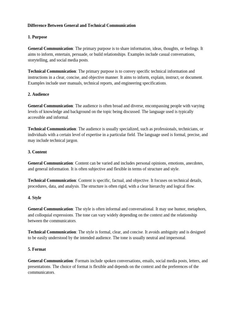 Distinguishing General and Technical Communication | PDF ...