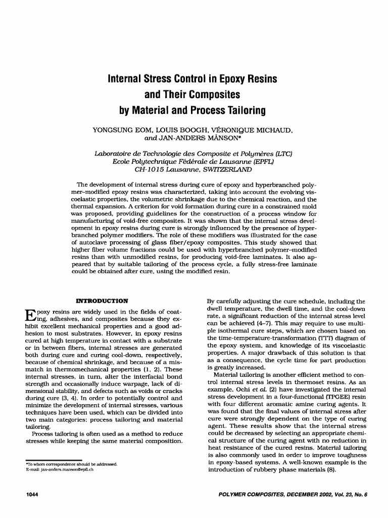 Internal Stress Control in Epoxy Resins and Their Composites by ...