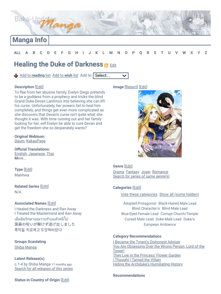 Healing The Duke of Darkness - MangaUpdates | PDF | Anime And Manga