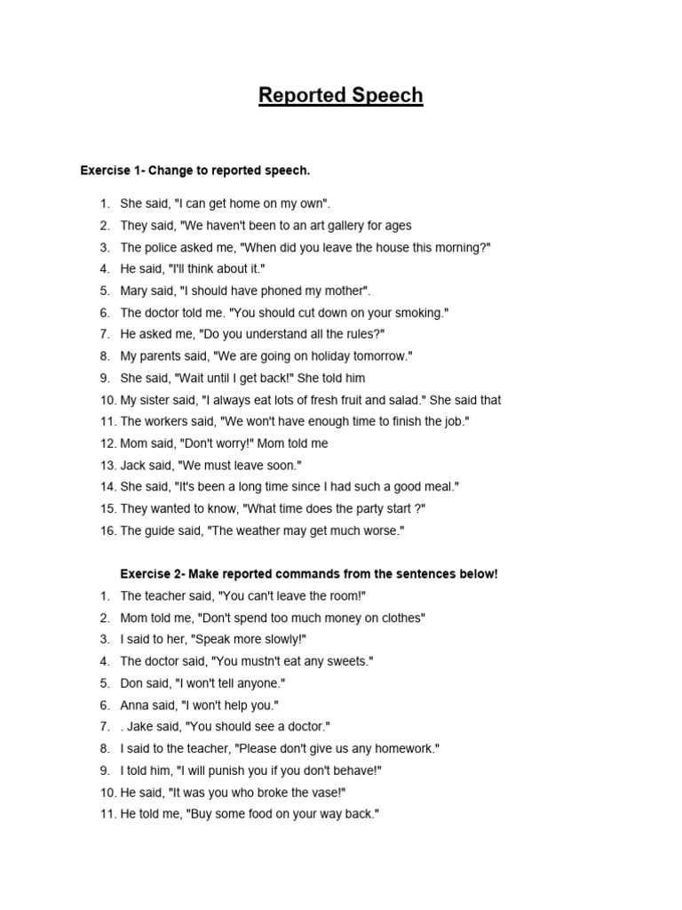 Reported Speech | PDF