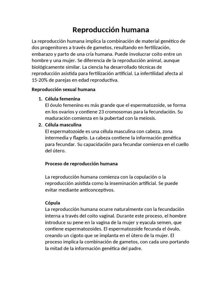 Proceso de Reproducción Humana | PDF
