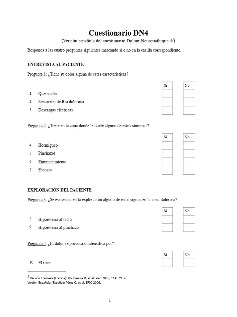 Cuestionario dn4 | PDF