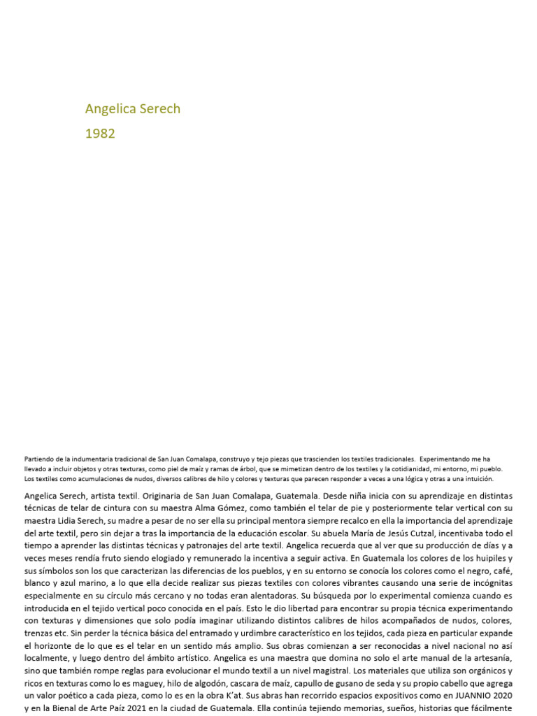 Angélica Serech - Portafolio | PDF | Telar | Textiles