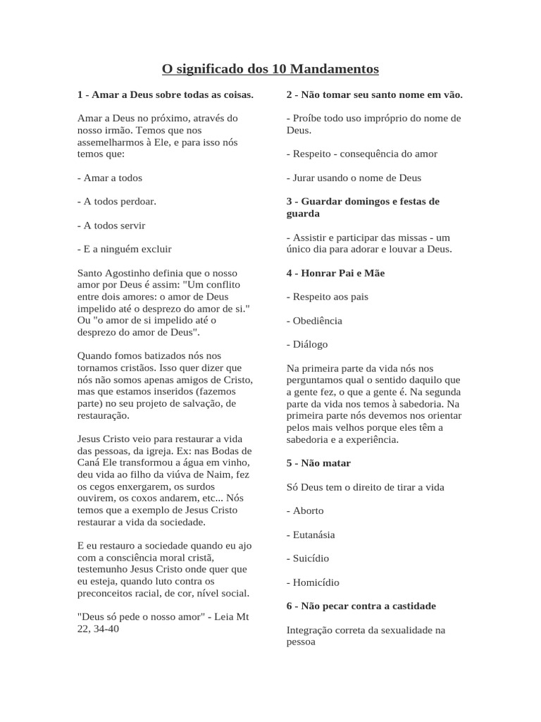 O Significado Dos 10 Mandamentos | PDF | Amor | Pecado