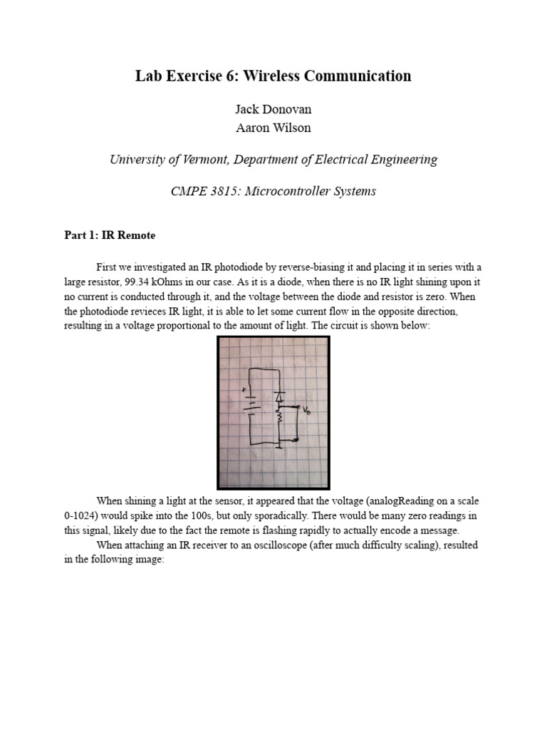 Lab Exercise 6 - Wireless Communication | PDF | Diode | Voltage